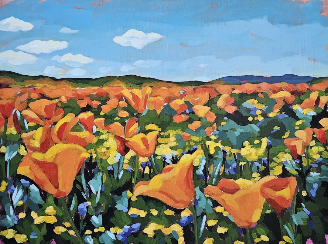 California Poppies Art Print, Orange Poppy Painting, Original Artwork ...