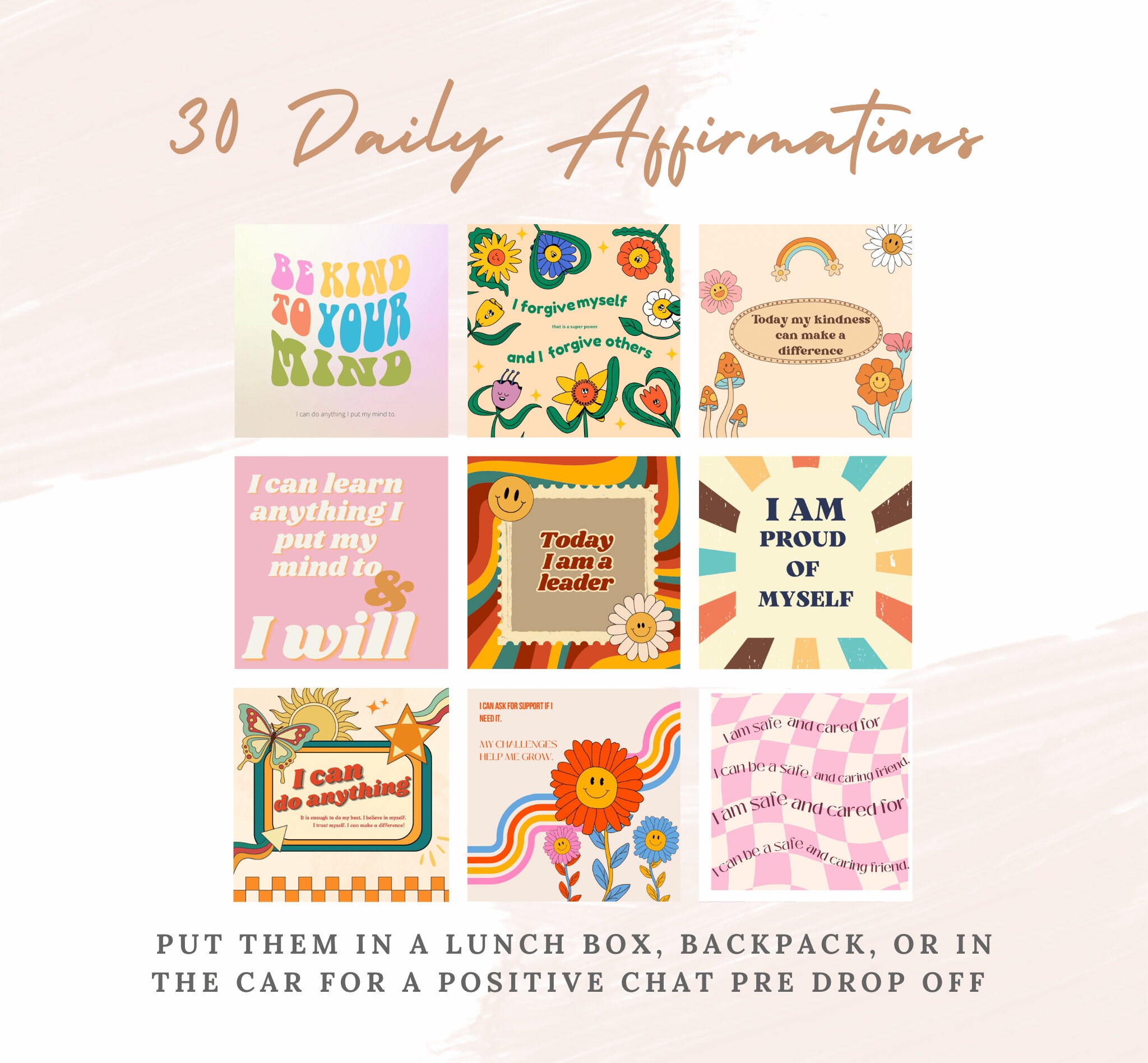 Lunchbox Notes Lunch Notes for Kids Positive Affirmations - Etsy