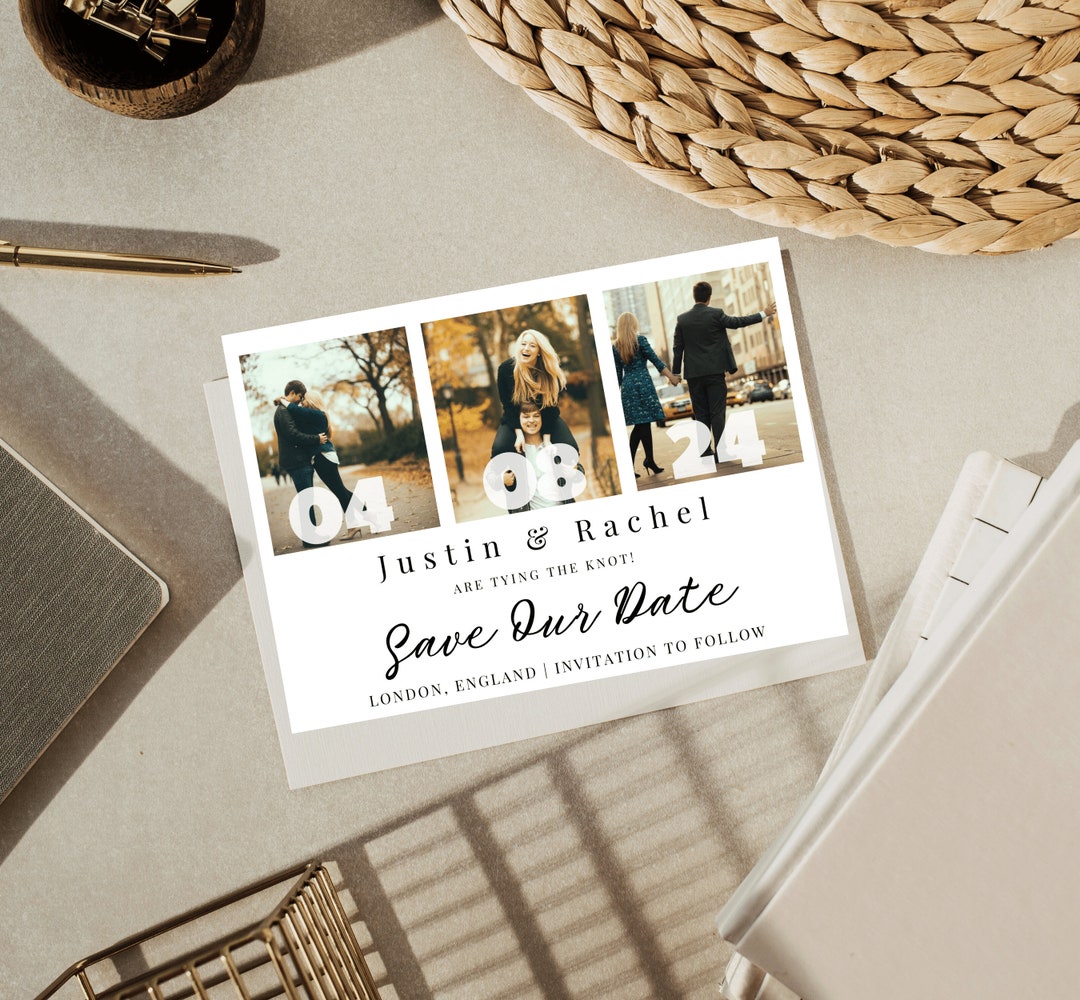 Modern Minimal Photo Save the Date Editable Template, Printable Save ...