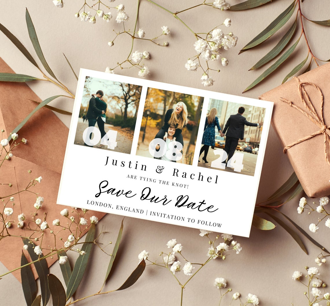 Modern Minimal Photo Save the Date Editable Template, Printable Save ...