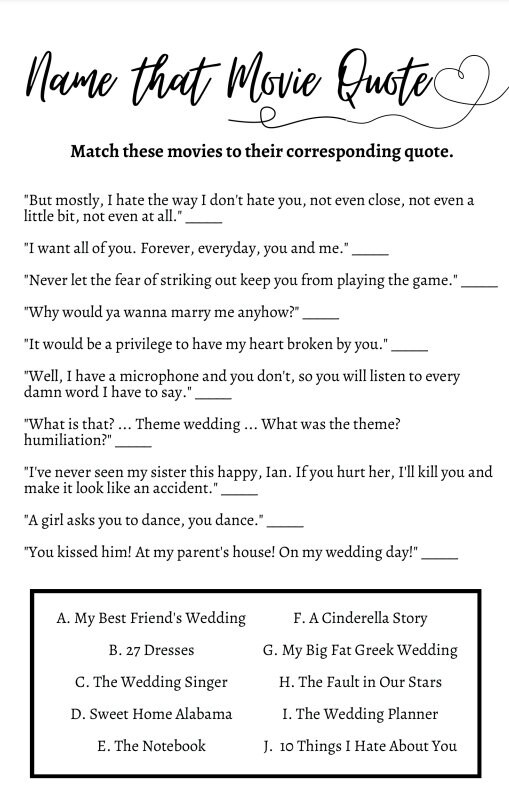 BRIDAL SHOWER BASICS Package, Table Signs, 8 Bridal Shower Games ...