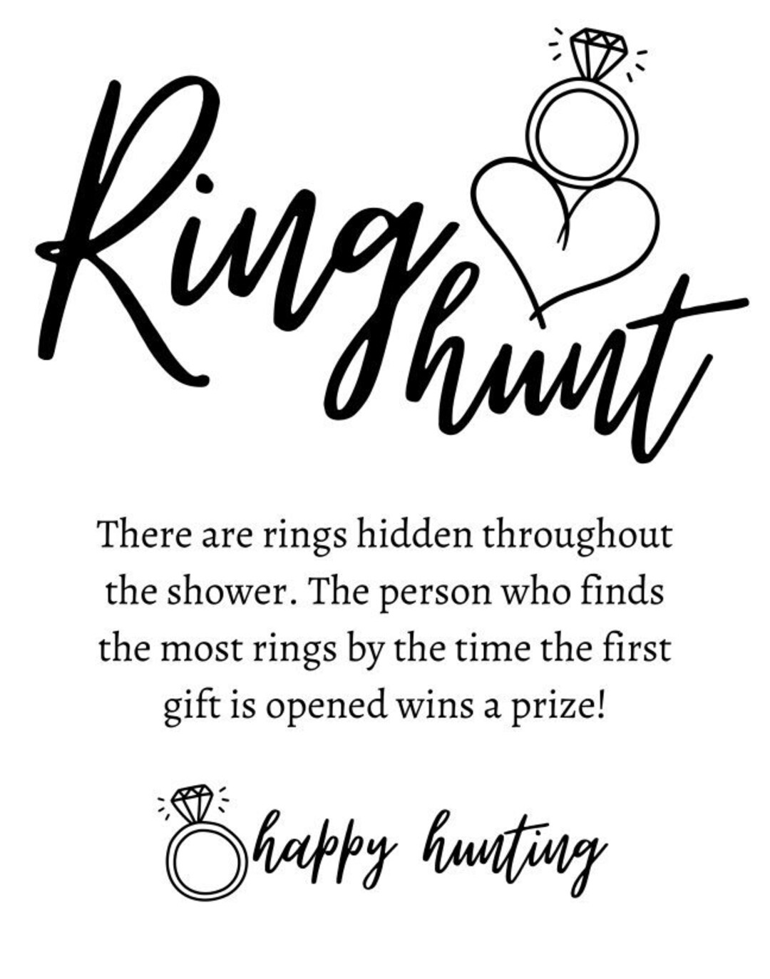 Ring Hunt Shower/party Game Sign, Bridal Shower Activity, Printable ...