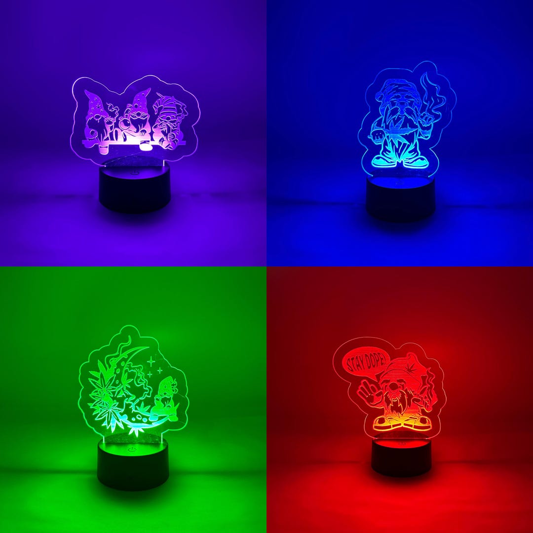Gnome Cannabis Acrylic Led Glow Sign - Etsy