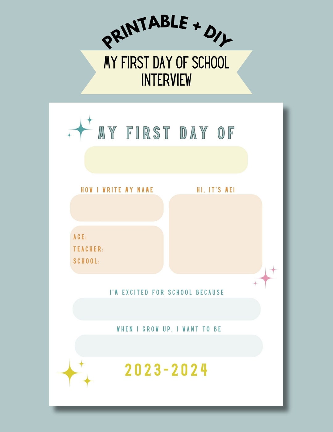 First Day of School Printable Interview | Kids Back to School ...