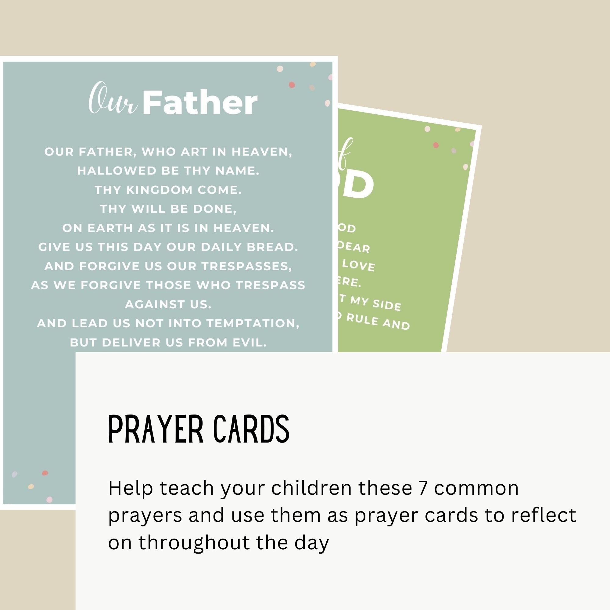 Printable Prayer Cards for Kids | Catholic Prayer Cards | 5x8 In ...