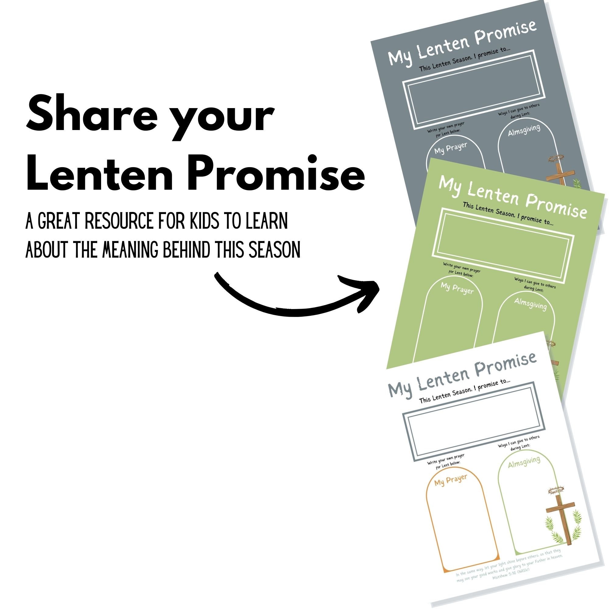 Kids Lent Journal Page Printable | Kids Lent Planner | Catholic Lent ...