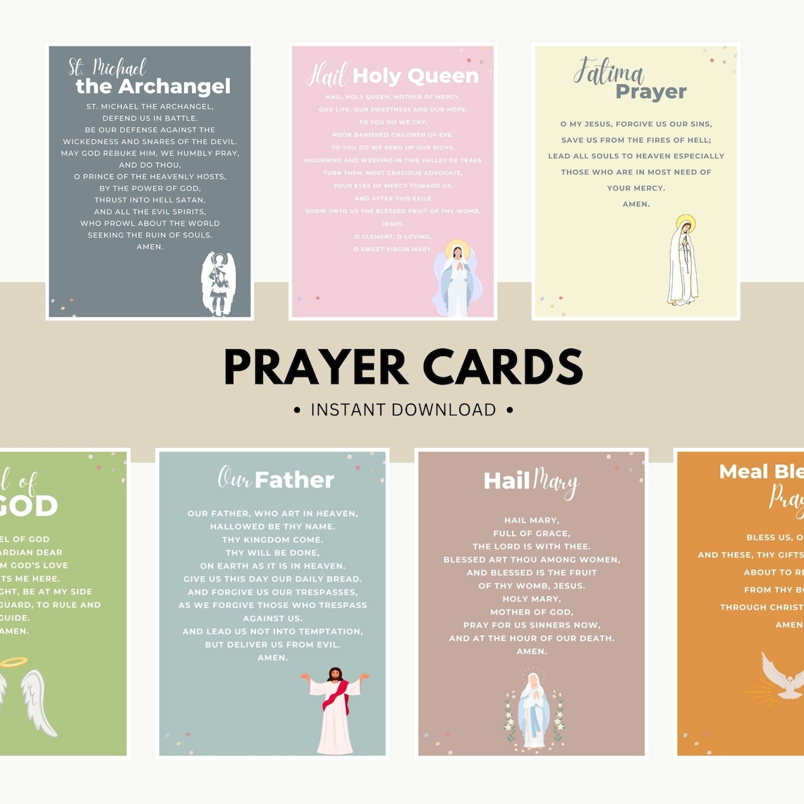 Printable Prayer Cards for Kids | Catholic Prayer Cards | 5x8 In ...