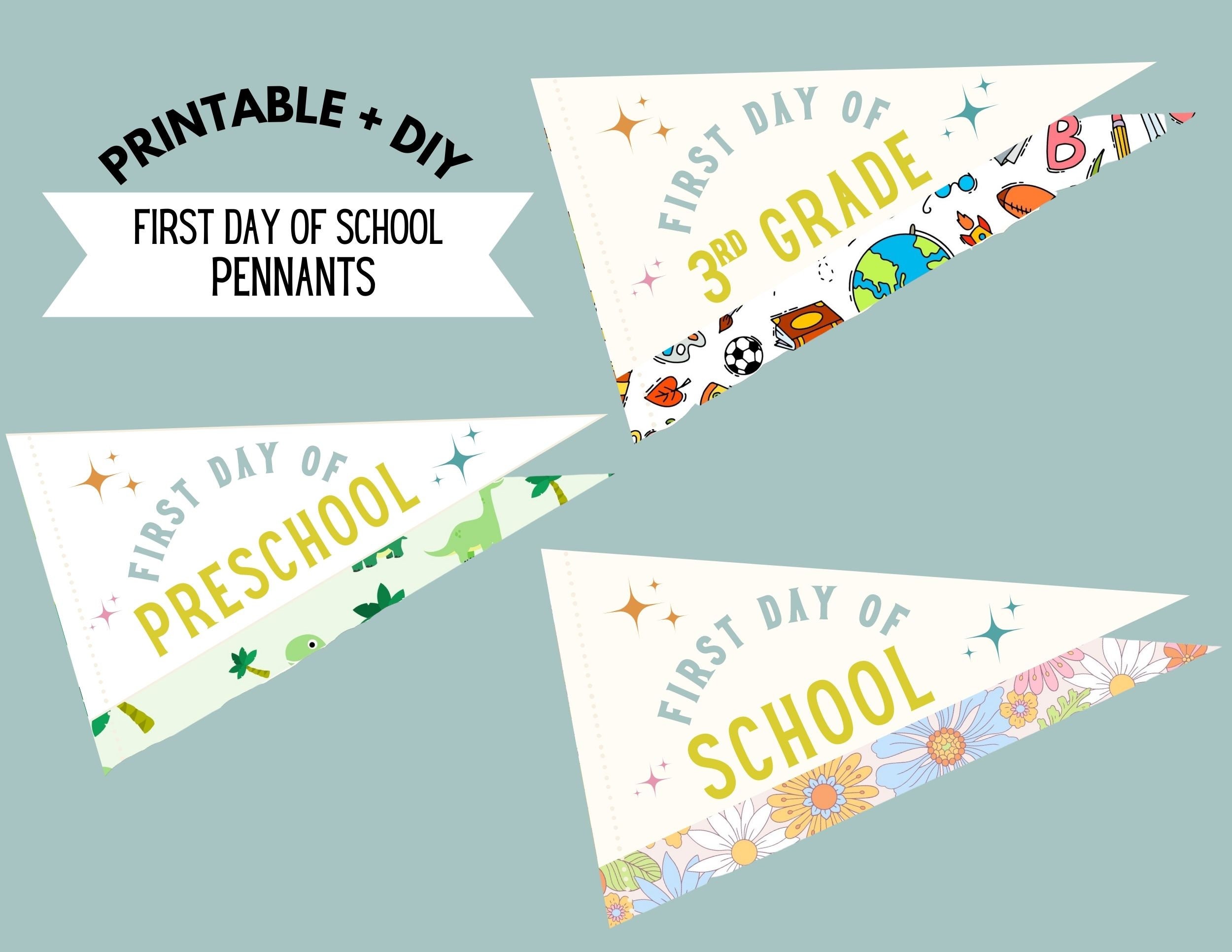 First Day of School Pennants Large Back to School Pennants - Etsy