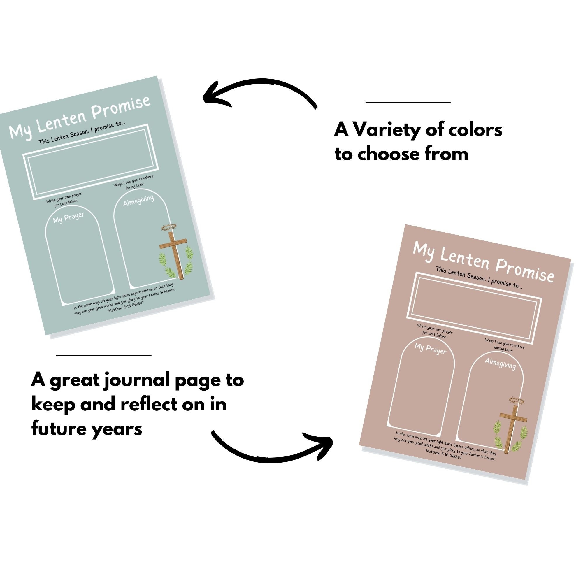 Kids Lent Journal Page Printable | Kids Lent Planner | Catholic Lent ...