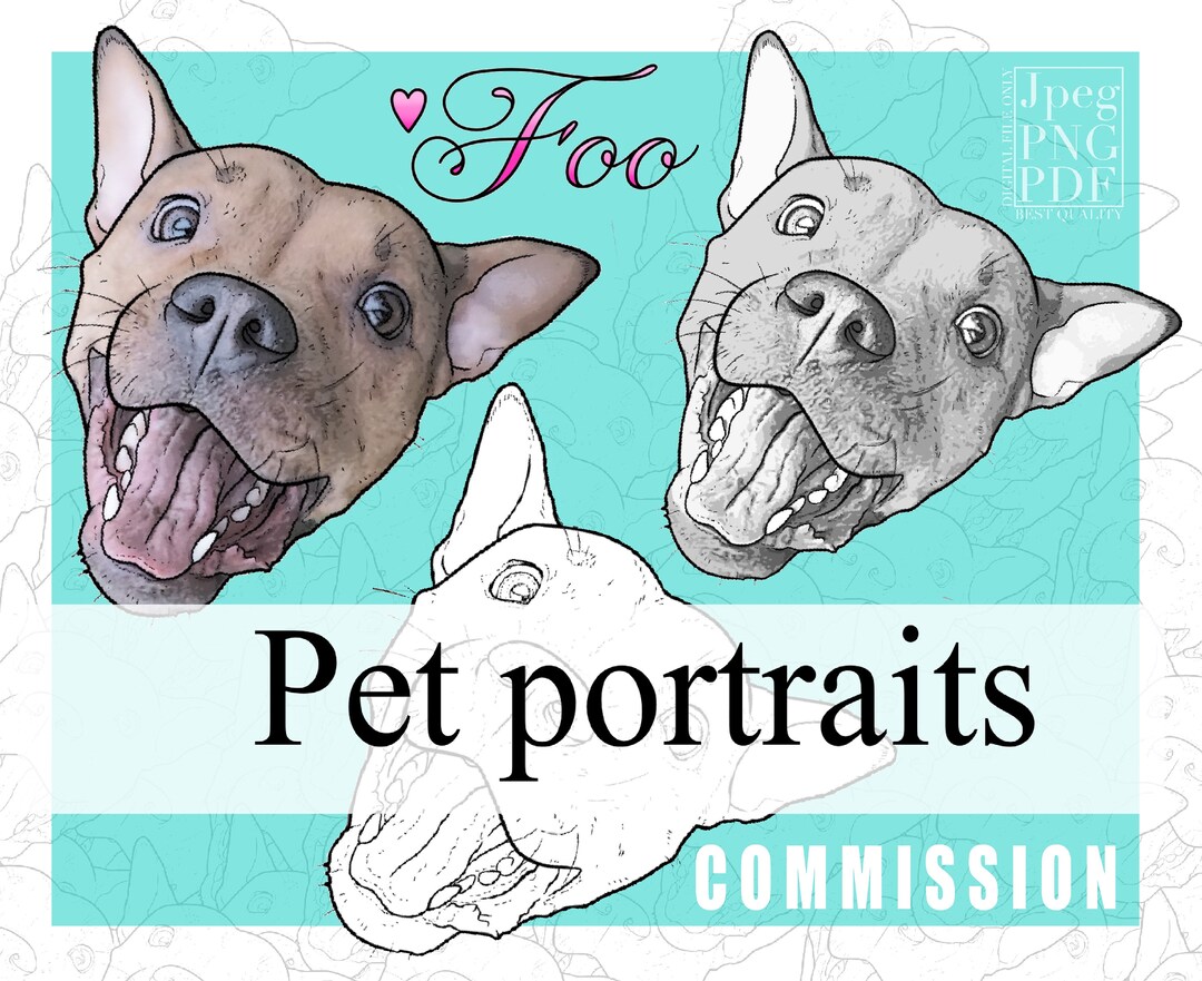 Pet Portrait Commission Custom Outline Dog Drawing Tattoo Design ...