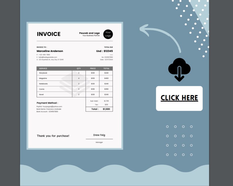 Simple Invoice Template Editable Canva Template Modern - Etsy