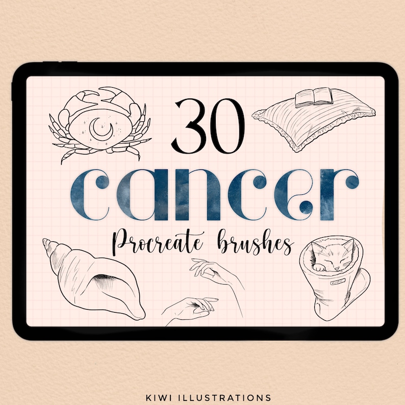 30 CANCER Aesthetic Procreate Brushes (stamps Procreate Brush for ...