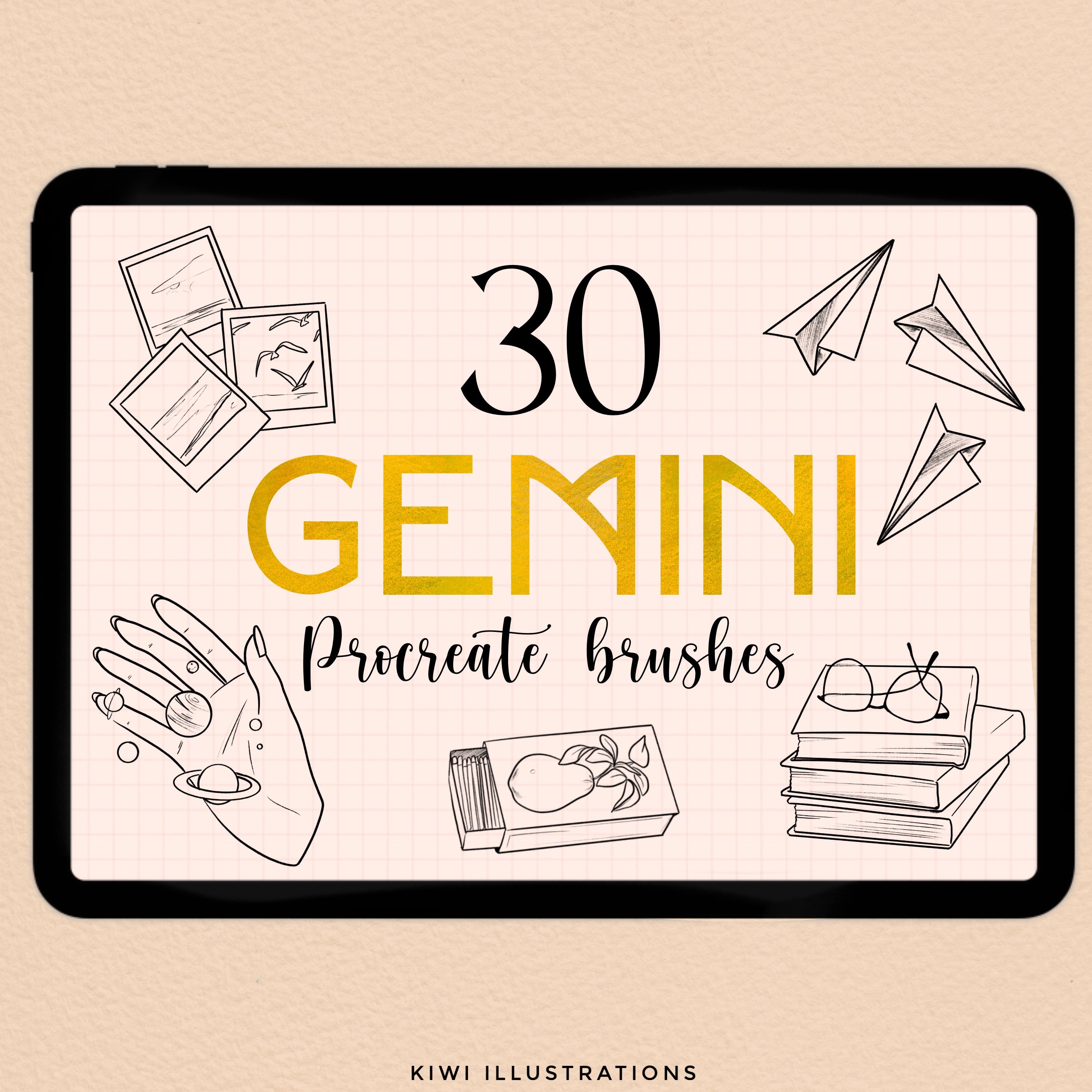 30 GEMINI Aesthetic Procreate Brushes Free Daily Tracker Page stamps Procreate Brush for ...