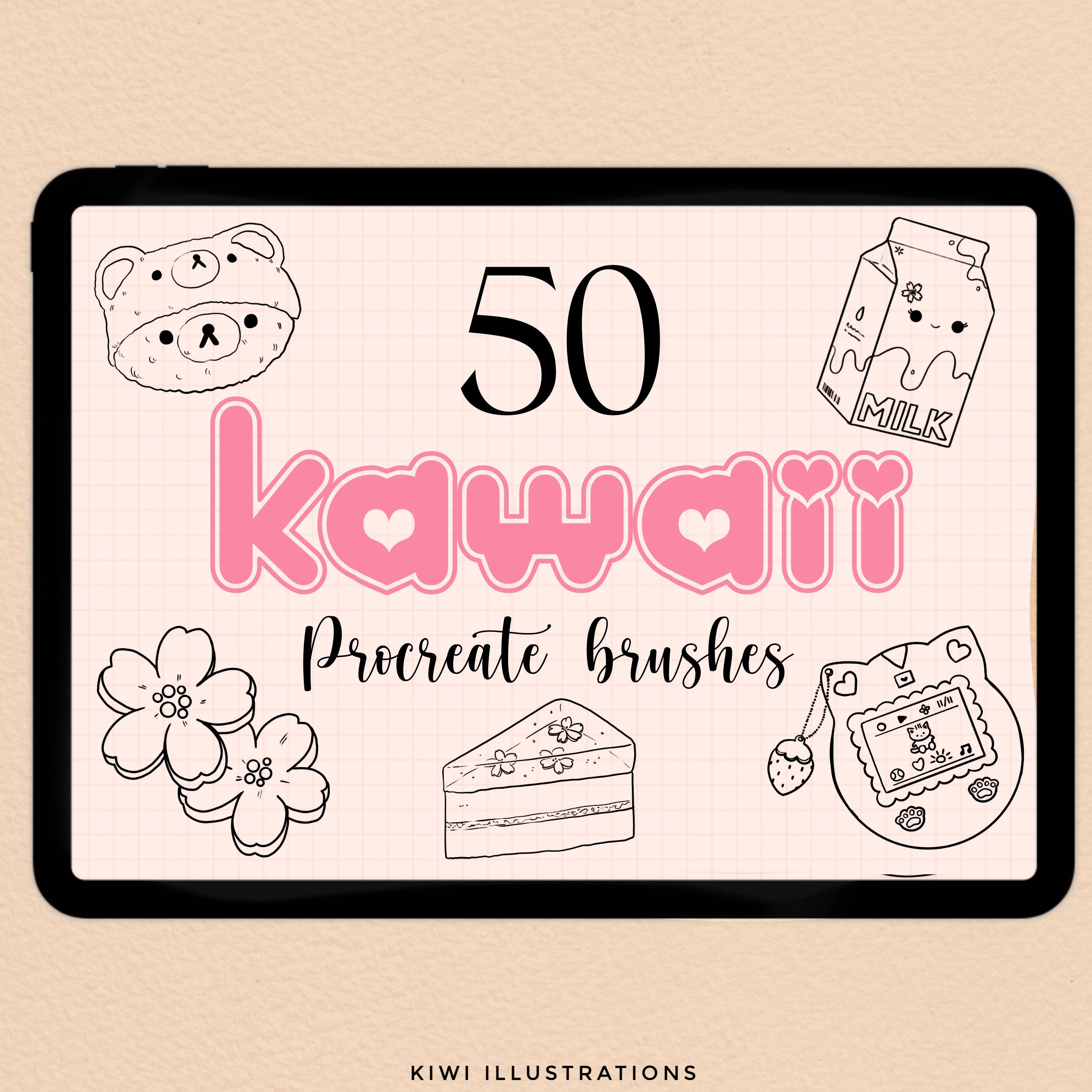 50 Kawaii Aesthetic Procreate Brushes Free Daily Tracker - Etsy UK