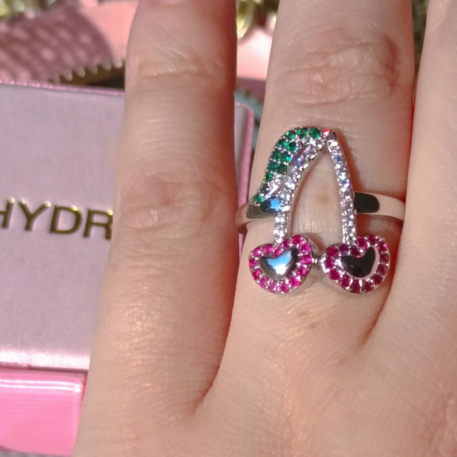 Cherry Blossom Ring Cute Y2K Style Jewelry With Sparkling Pave Elements ...