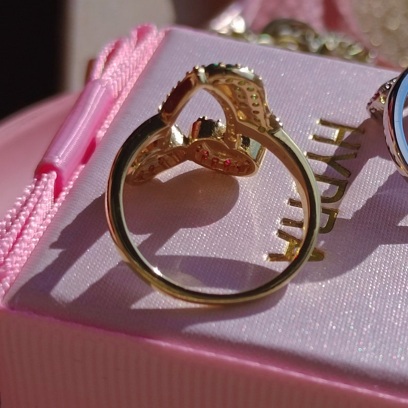 Cherry Blossom Ring Cute Y2K Style Jewelry With Sparkling Pave Elements ...