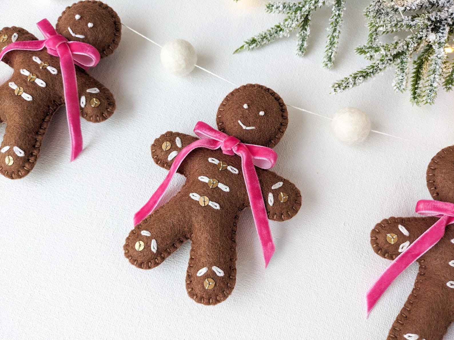 Festive Gingerbread Man - Felt Ornament Garland - Hand Embroidery PDF ...