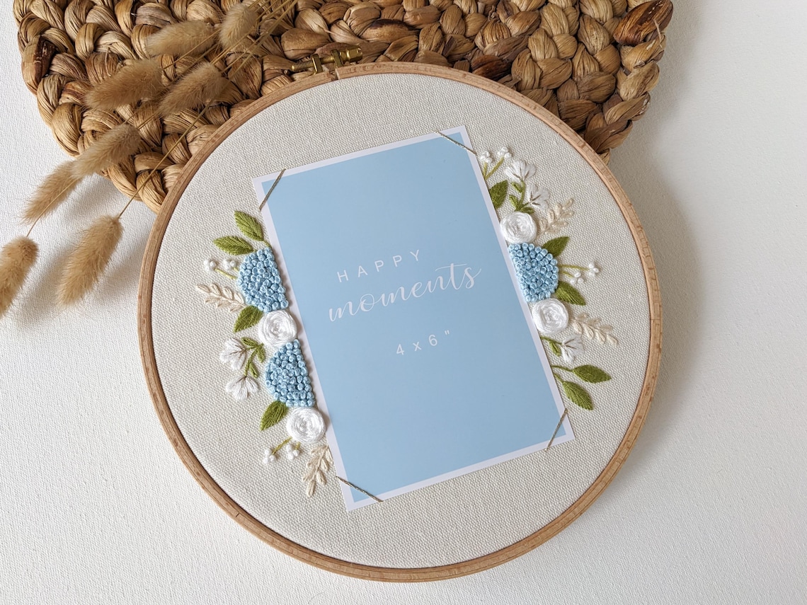 PDF Pattern - Blue Hydrangeas and White Roses – Embroidery Pattern 9 ...