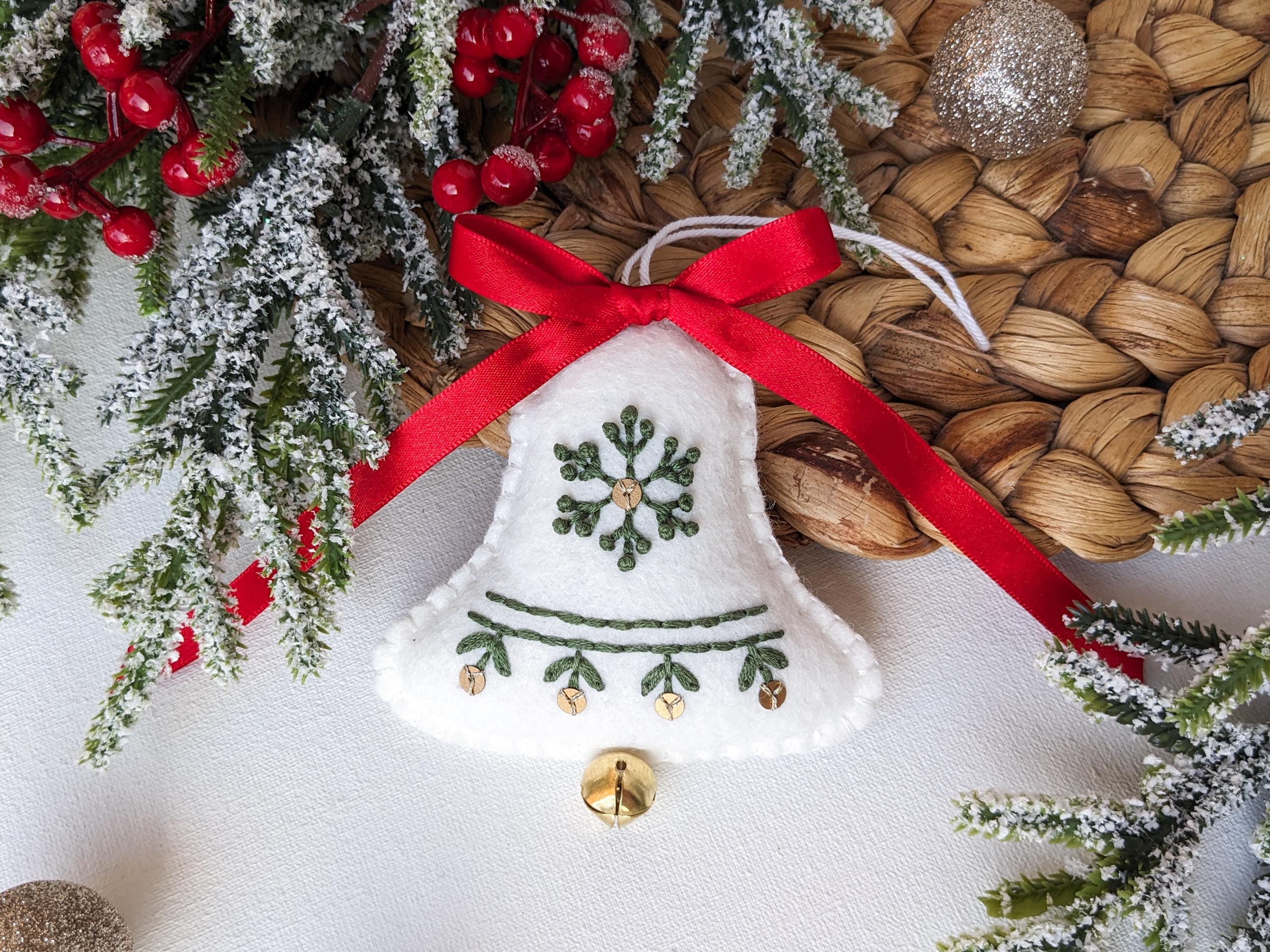 Felt Bell Christmas Ornament - Hand Embroidery PDF Pattern With Video ...