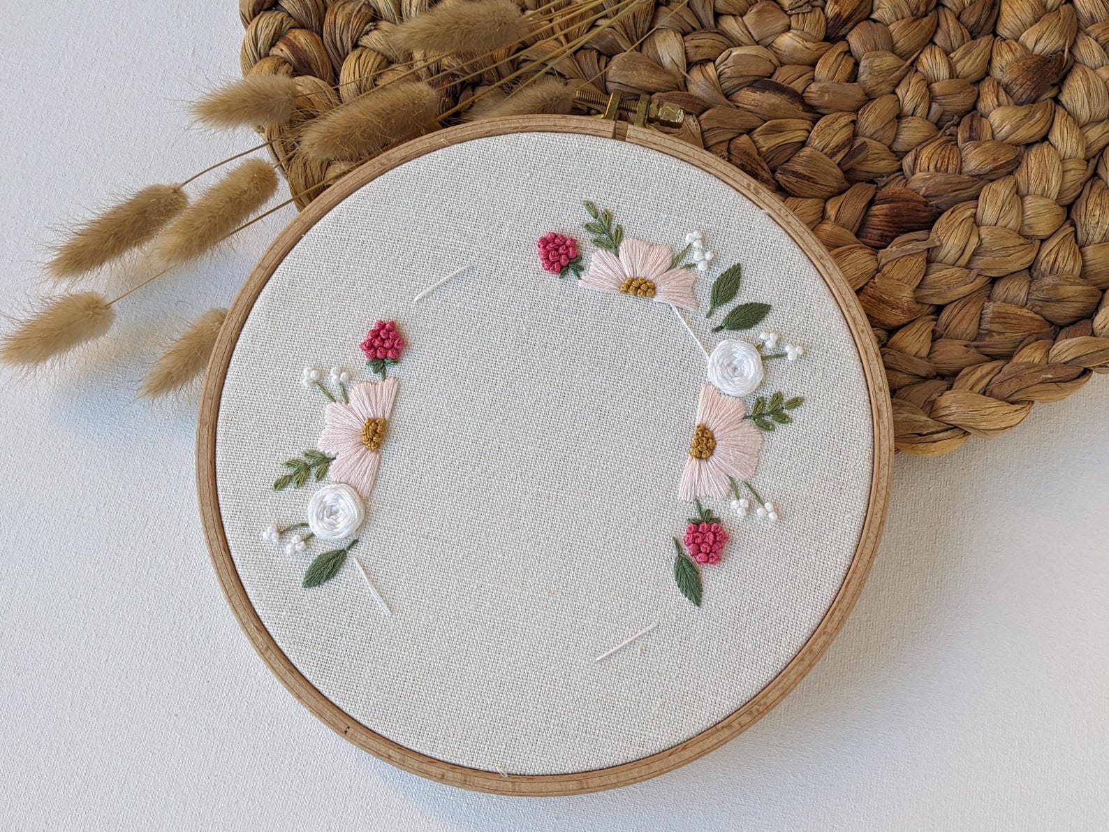 Floral Frame With Raspberries Embroidery Pattern: Polaroid Photo 3.5x4 ...