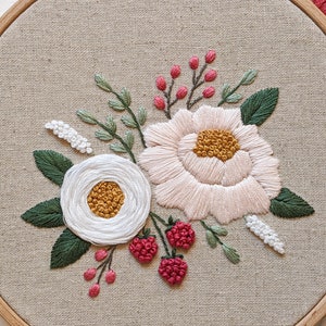 PDF Pattern – Peony and Raspberries– Embroidery Pattern 8" (20 Cm) With ...