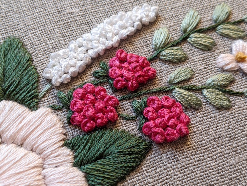 PDF Pattern Peony and Raspberry Wreath Embroidery Pattern 10 25 Cm With ...
