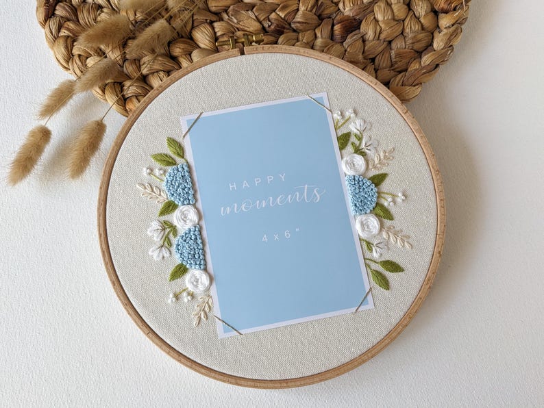 PDF Pattern - Blue Hydrangeas and White Roses – Embroidery Pattern 9 ...