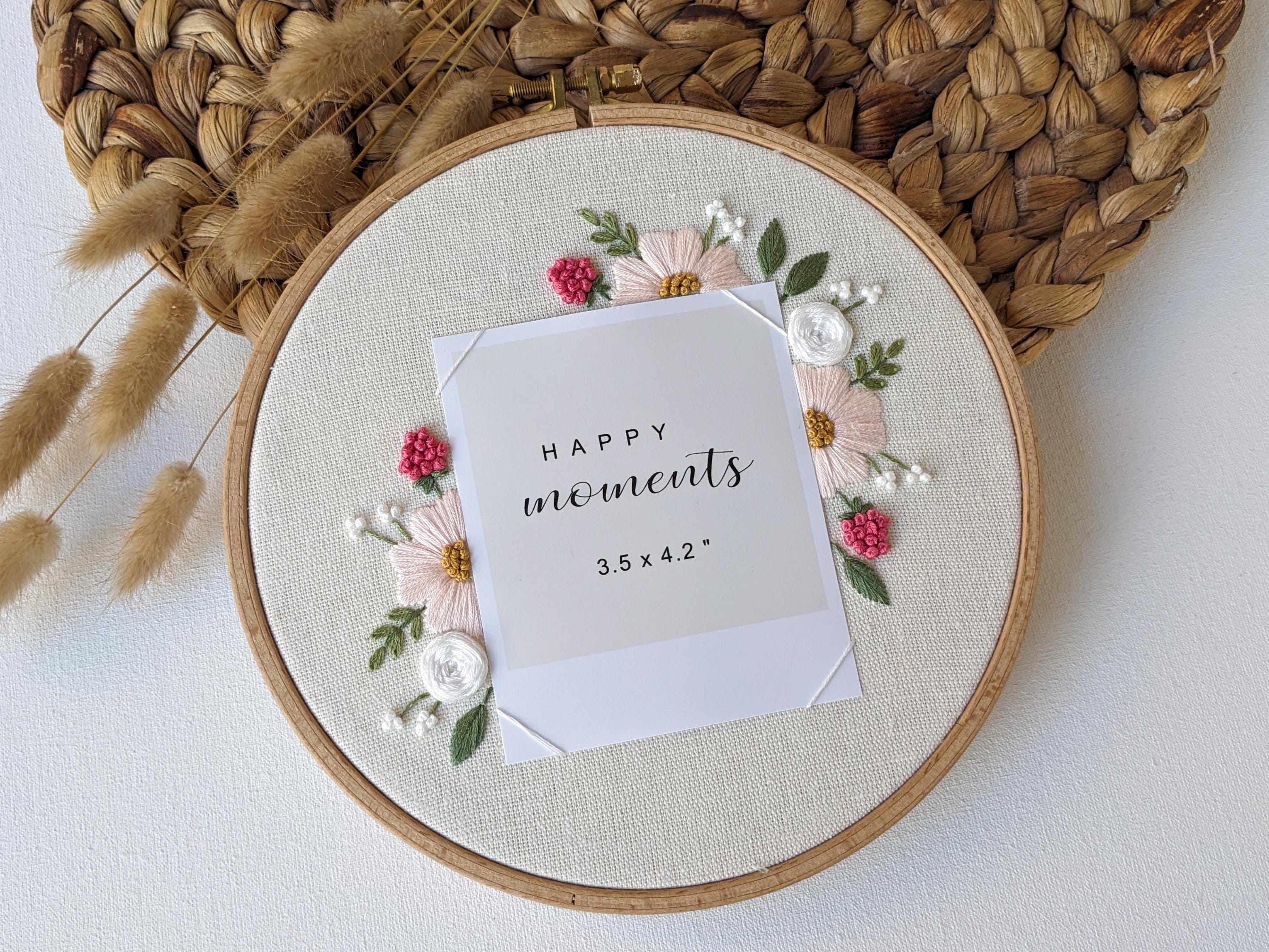 Floral Frame With Raspberries Embroidery Pattern: Polaroid Photo 3.5x4 ...