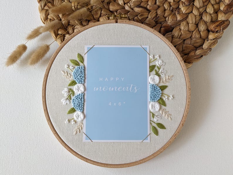 PDF Pattern - Blue Hydrangeas and White Roses – Embroidery Pattern 9 ...