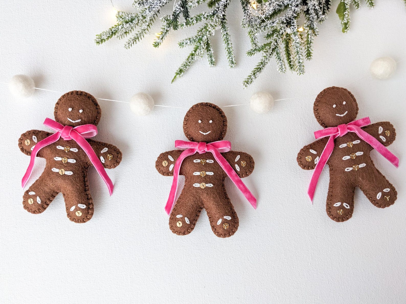 Festive Gingerbread Man - Felt Ornament Garland - Hand Embroidery PDF ...