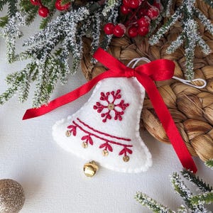 Felt Bell Christmas Ornament - Hand Embroidery PDF Pattern With Video ...