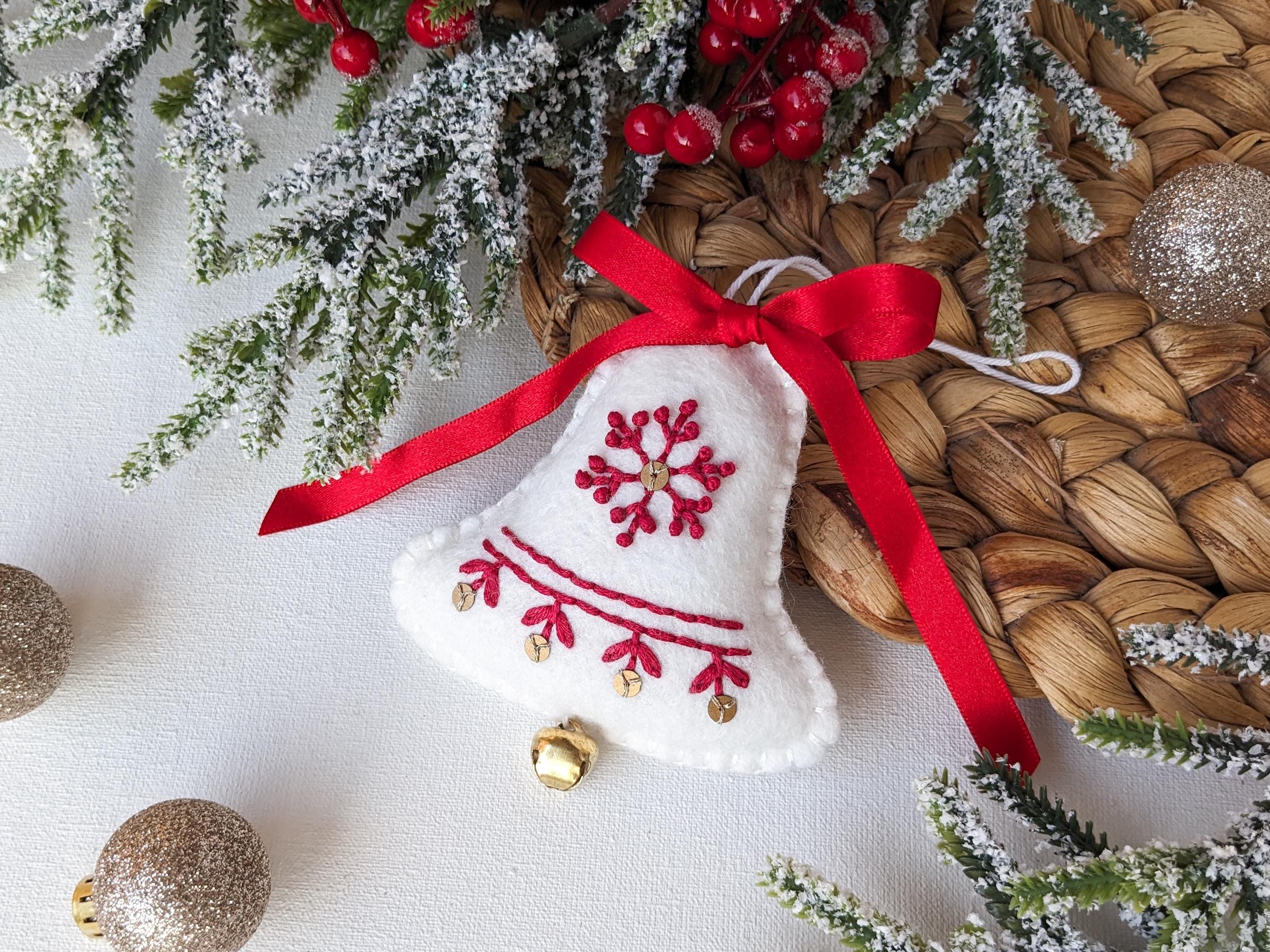 Felt Bell Christmas Ornament - Hand Embroidery PDF Pattern With Video ...