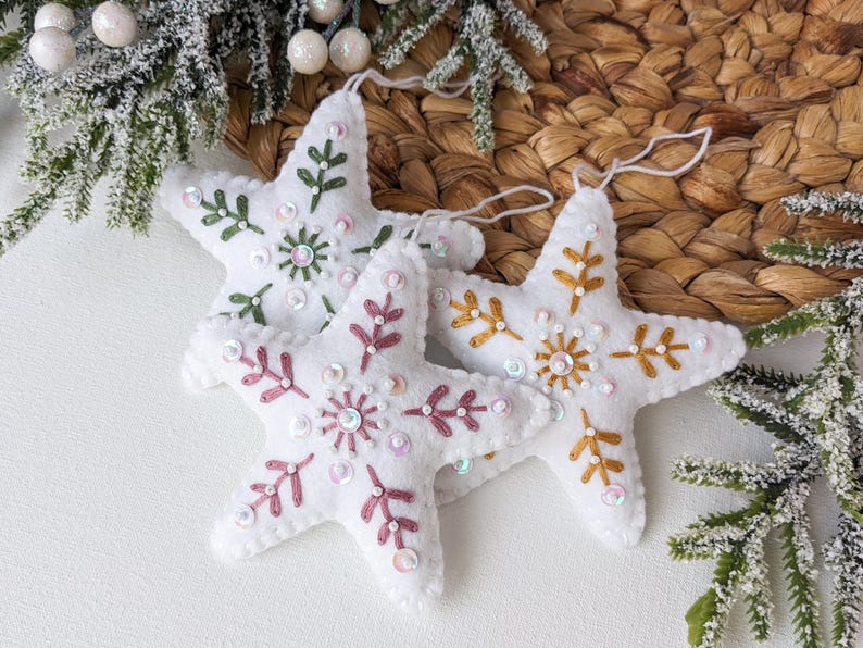 Frosted Glow - Felt Star Ornaments - Hand Embroidery PDF Pattern ...