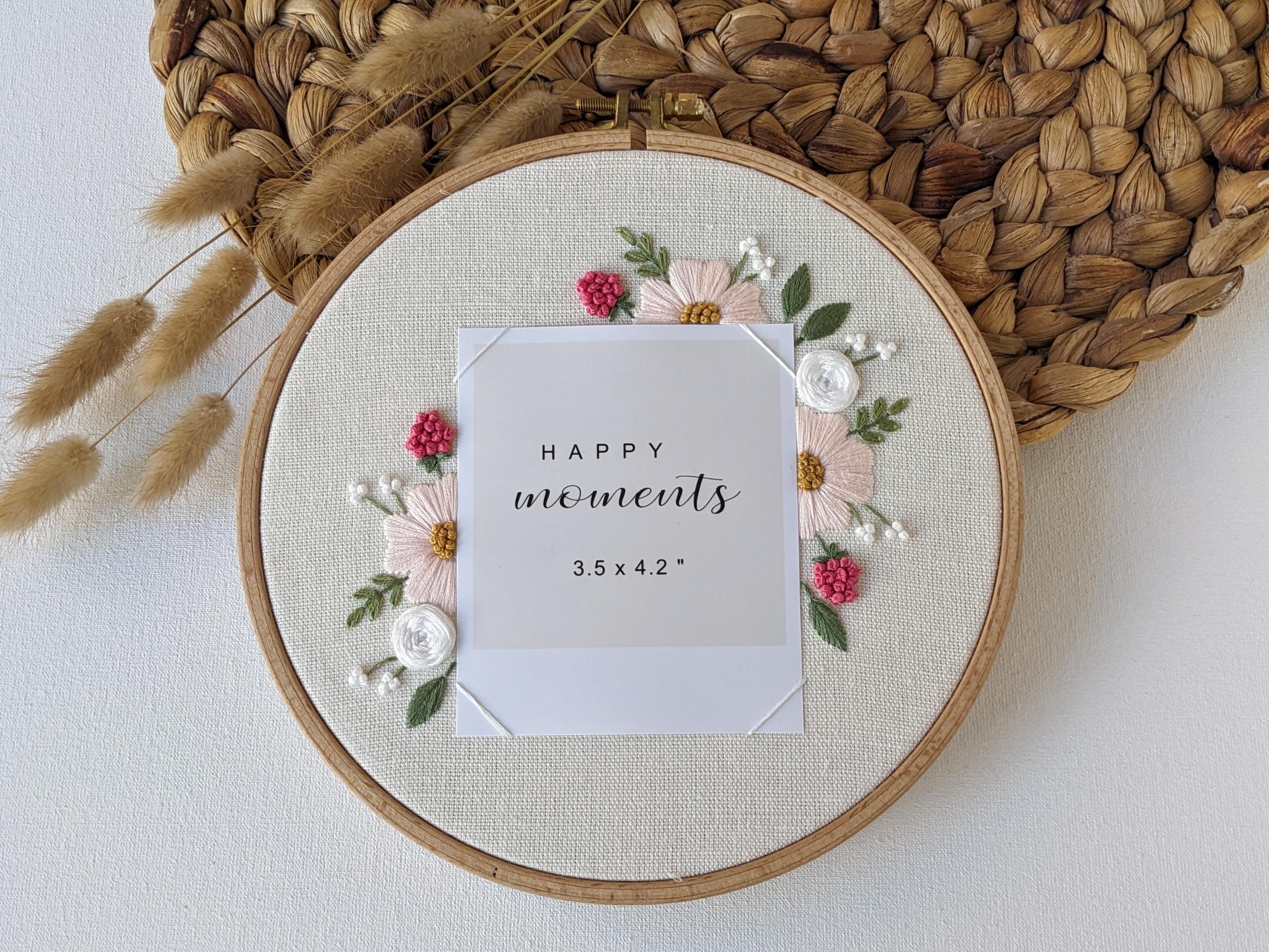 Floral Frame With Raspberries Embroidery Pattern: Polaroid Photo 3.5x4 ...