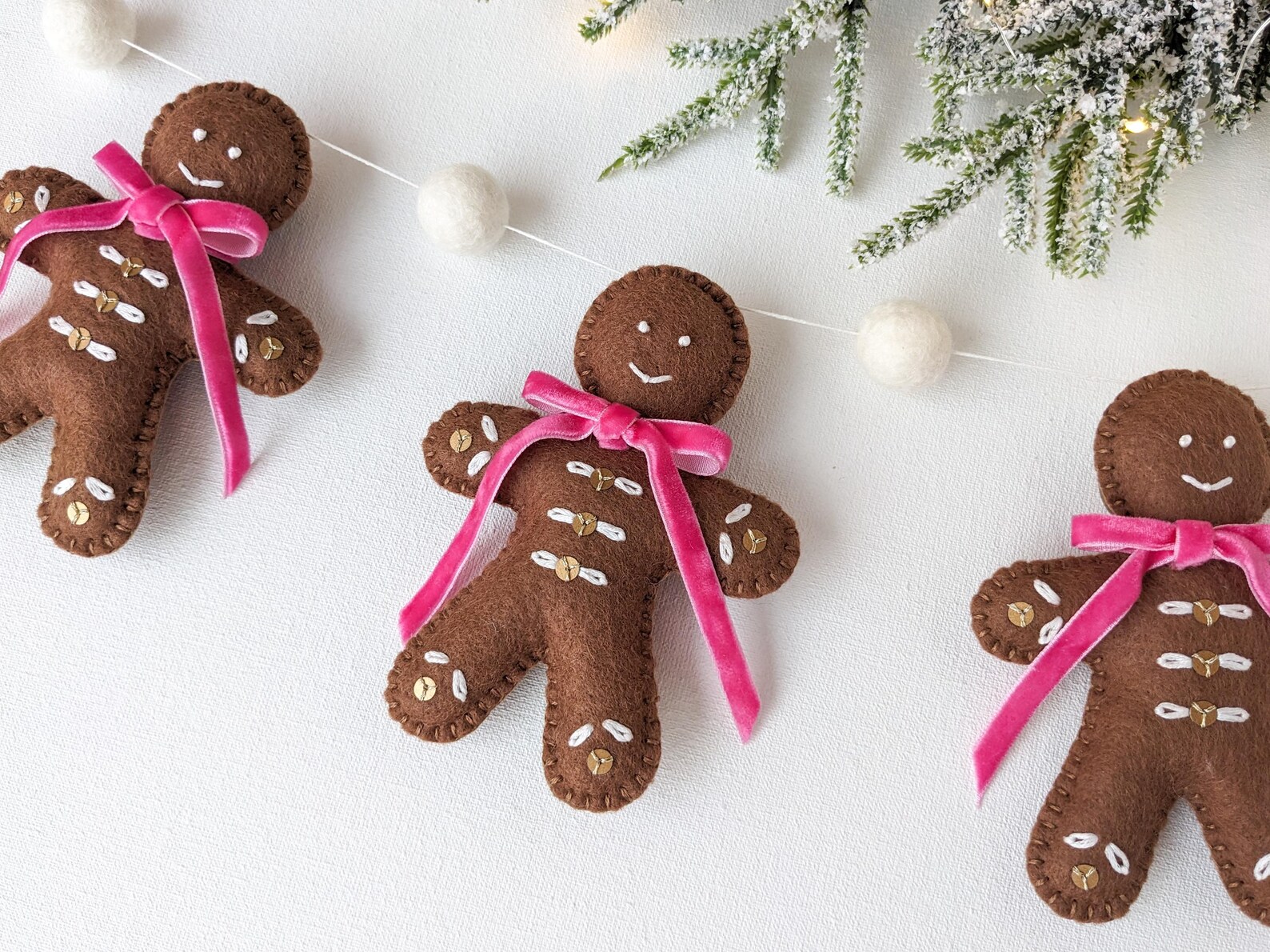 Festive Gingerbread Man - Felt Ornament Garland - Hand Embroidery PDF ...