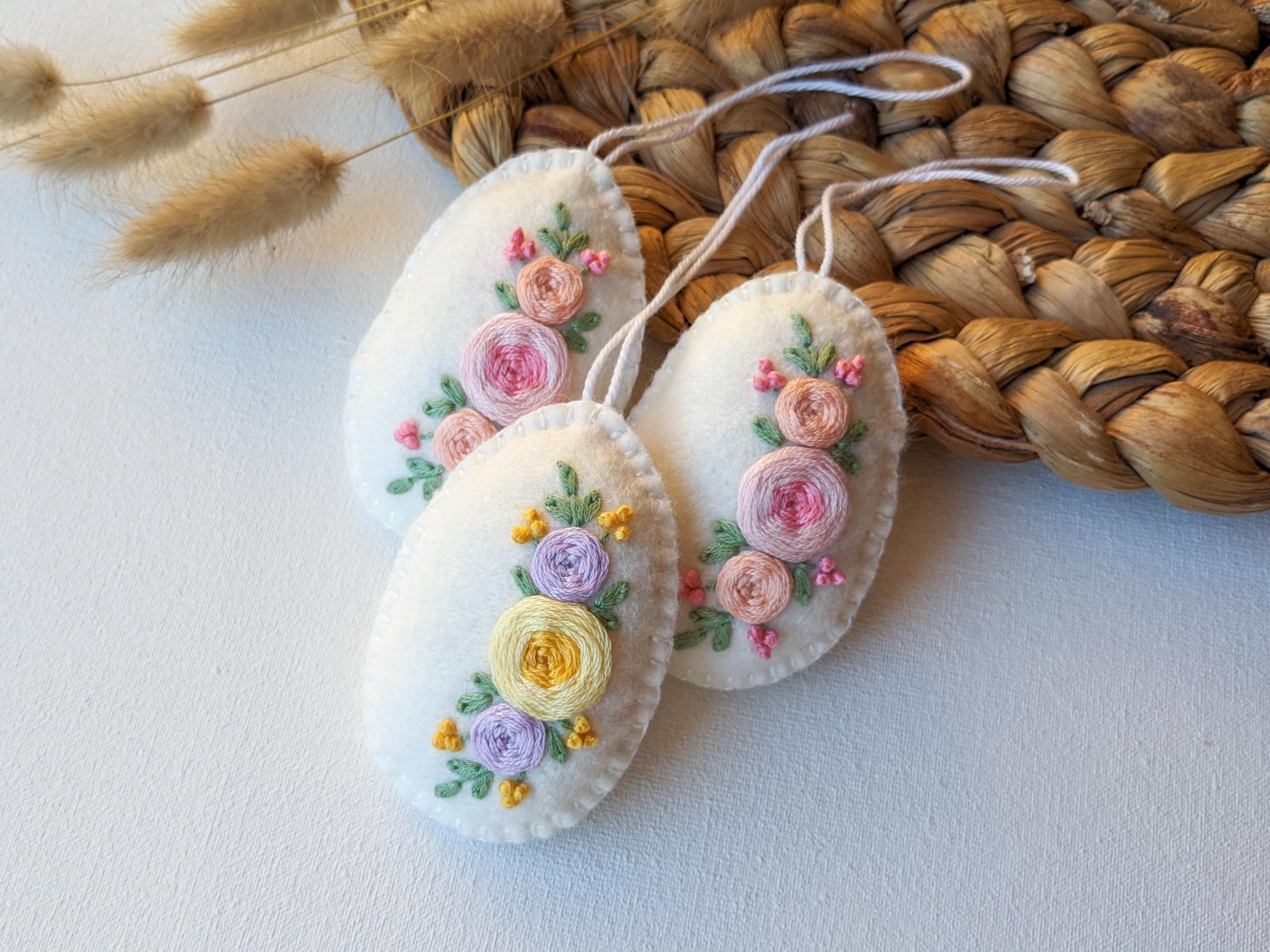 Easter Felt Ornament - Floral Egg - PDF Pattern - Easter Hand ...