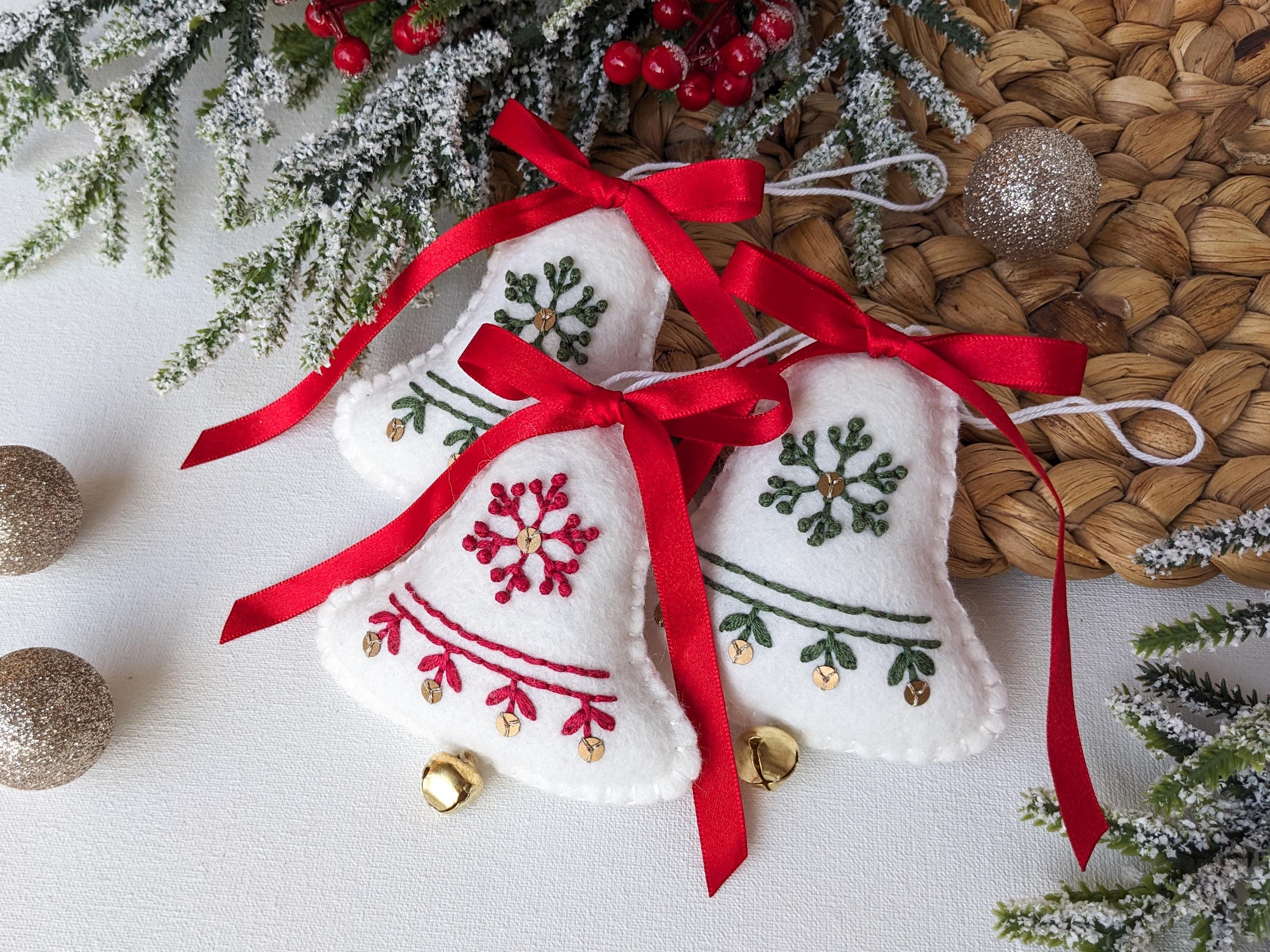 Felt Bell Christmas Ornament - Hand Embroidery PDF Pattern With Video ...