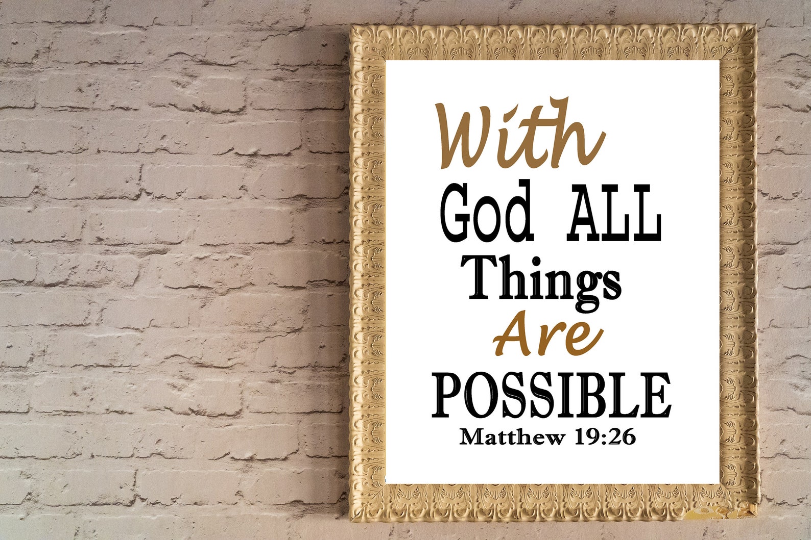 Bible Verse "with God All Things Are Possible." Matthew 19:26 - Etsy