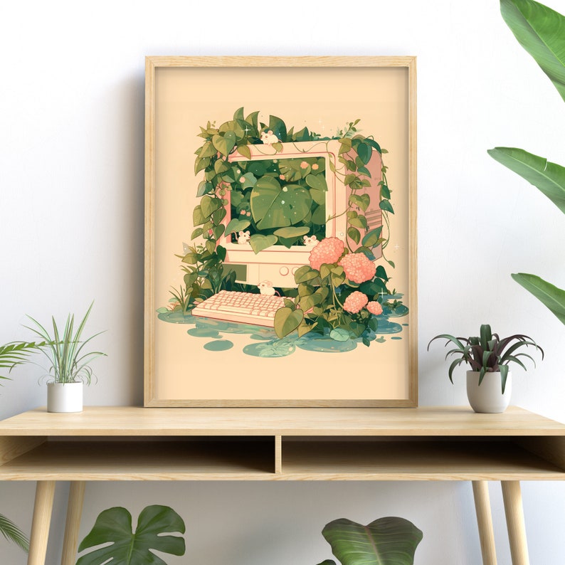 Retro Garden: Overgrown CRT Computer Art Print - Etsy