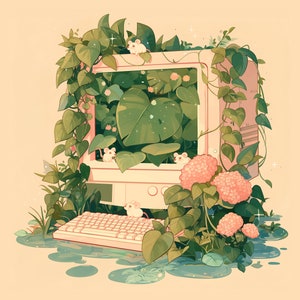 Retro Garden: Overgrown CRT Computer Art Print - Etsy