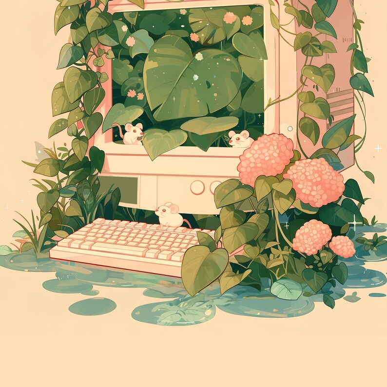 Retro Garden: Overgrown CRT Computer Art Print - Etsy