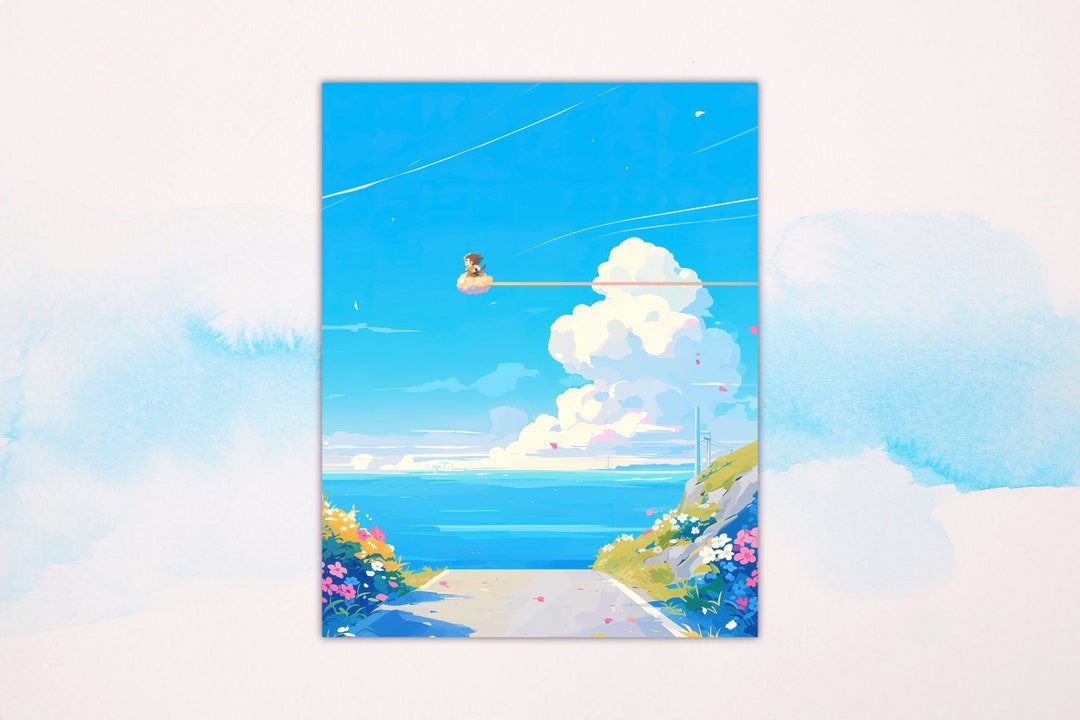 Flying Nimbus! A Pastel, Anime Art Print - Etsy