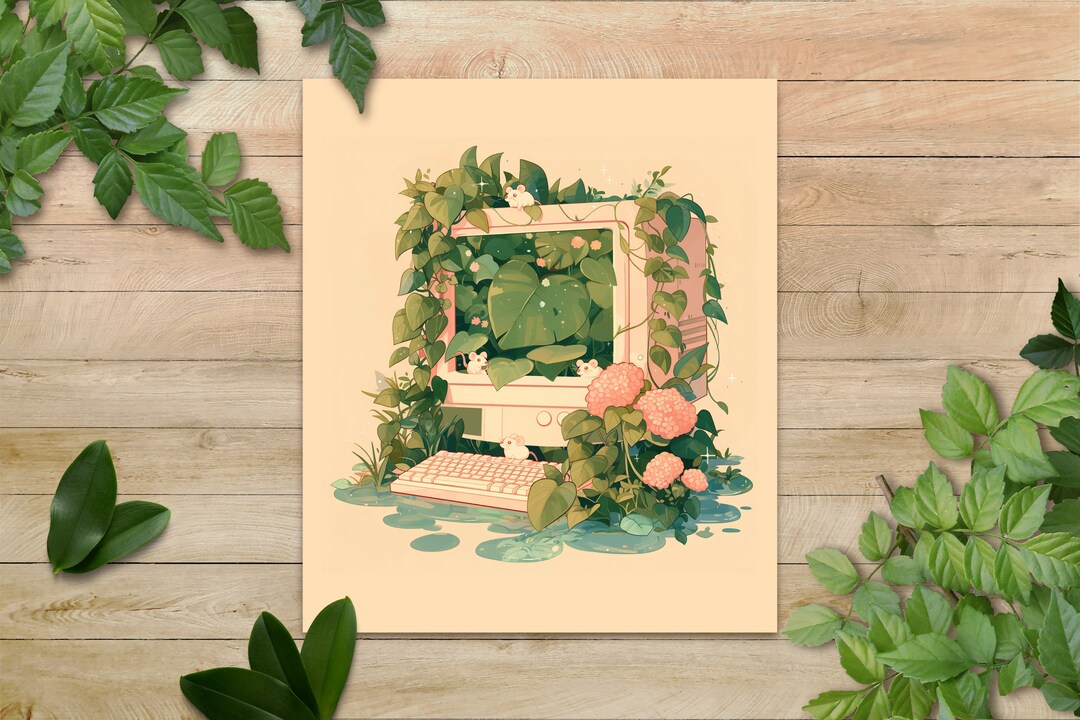 Retro Garden: Overgrown CRT Computer Art Print - Etsy