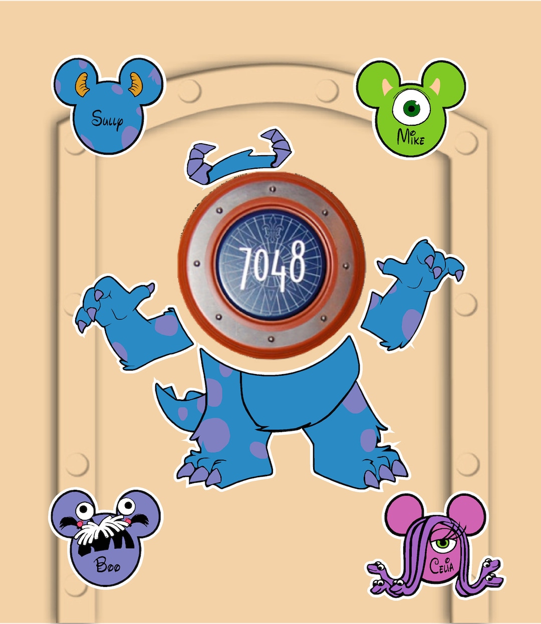 Disney Cruise Monsters Inc Door Magnets Sully and Customized Mickey ...