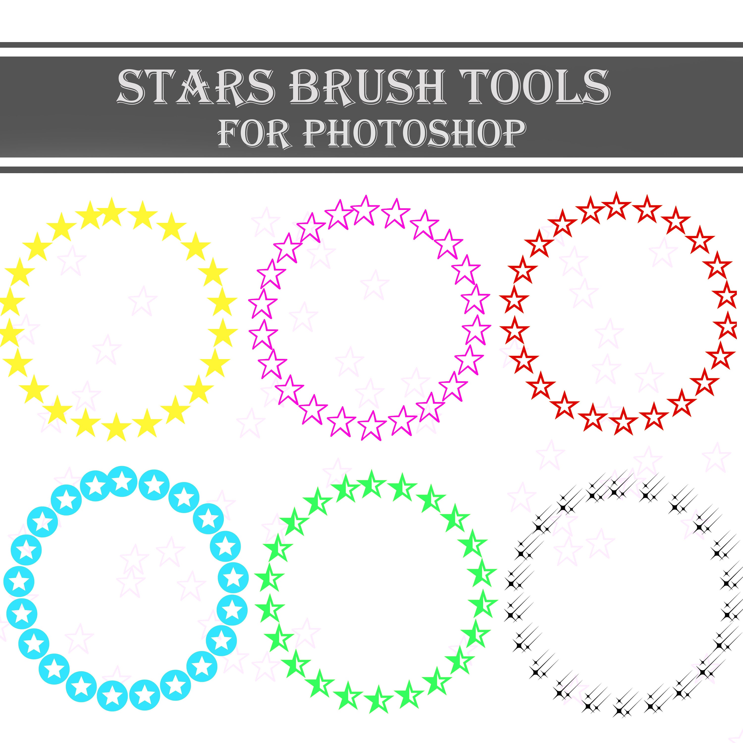 Star Brushes for Photoshop Brush Stamp Design Overlay for Clipart Craft ...