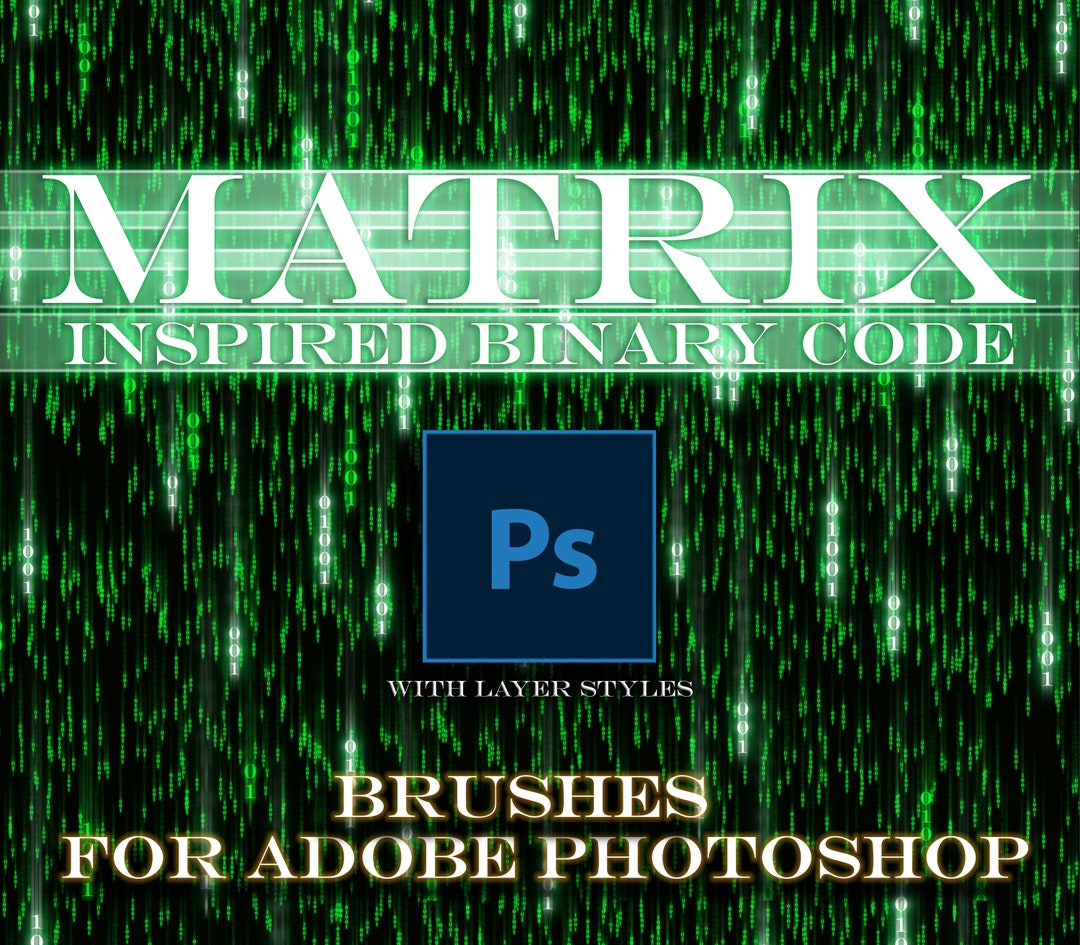 13 MATRIX BINARY BRUSHES, for Use With Photoshop. Seamless, High ...