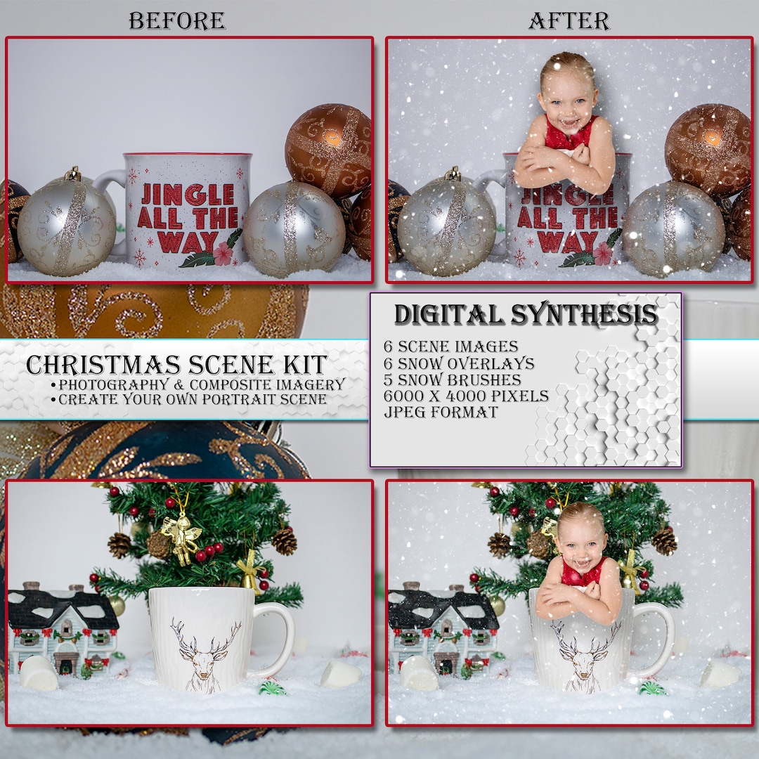 Christmas Composite Scene Kit – 6 High‑res Holiday Backgrounds + Snow ...