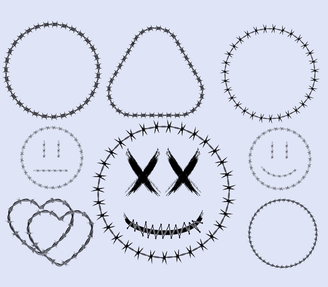 38 BARBED WIRE BRUSHES, for Photoshop, Seamless, Realistic, Silhouette ...