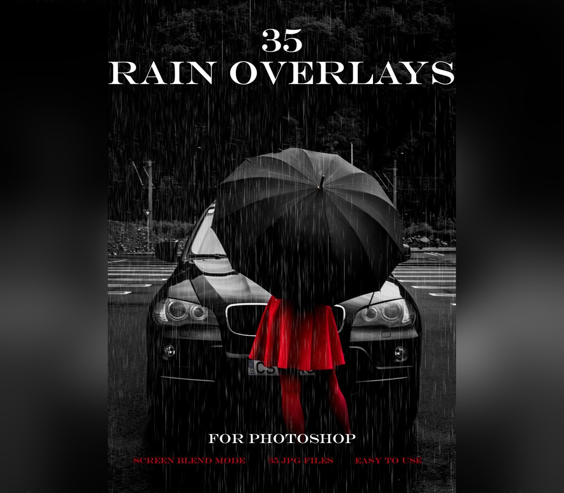 35 REALISTIC RAIN OVERLAYS, Digital Download for Photoshop, Combine ...