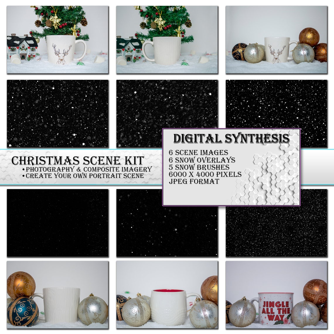 Christmas Composite Scene Kit – 6 High‑res Holiday Backgrounds + Snow ...